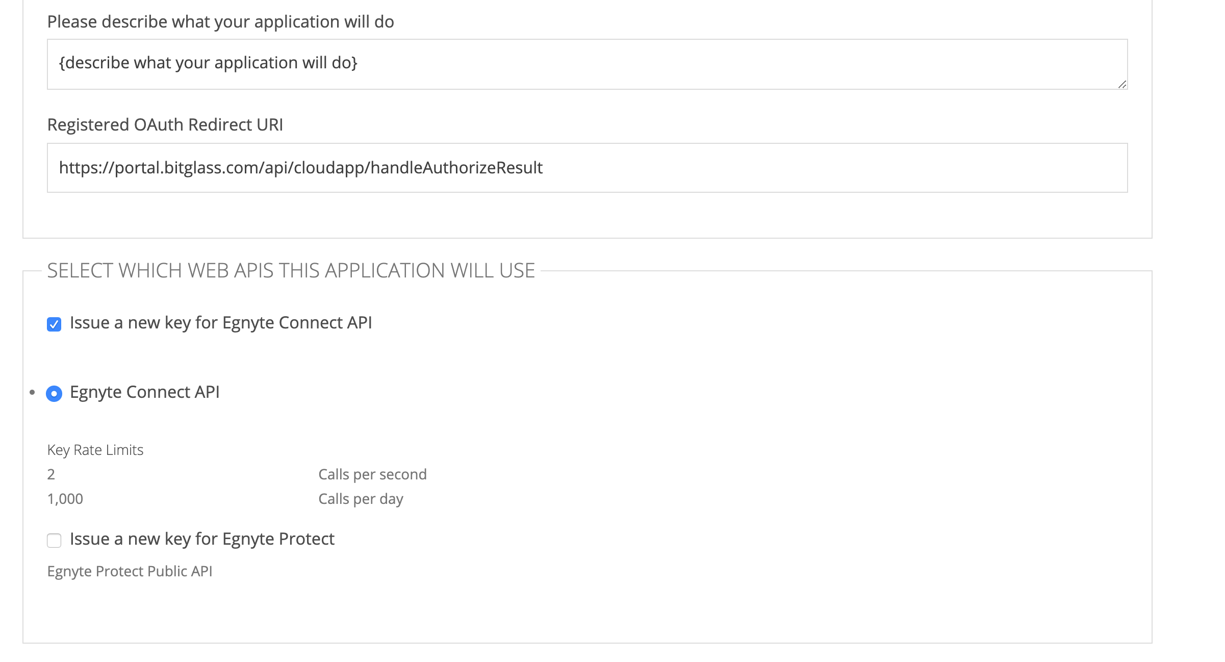 Creating Egnyte developer account and API key